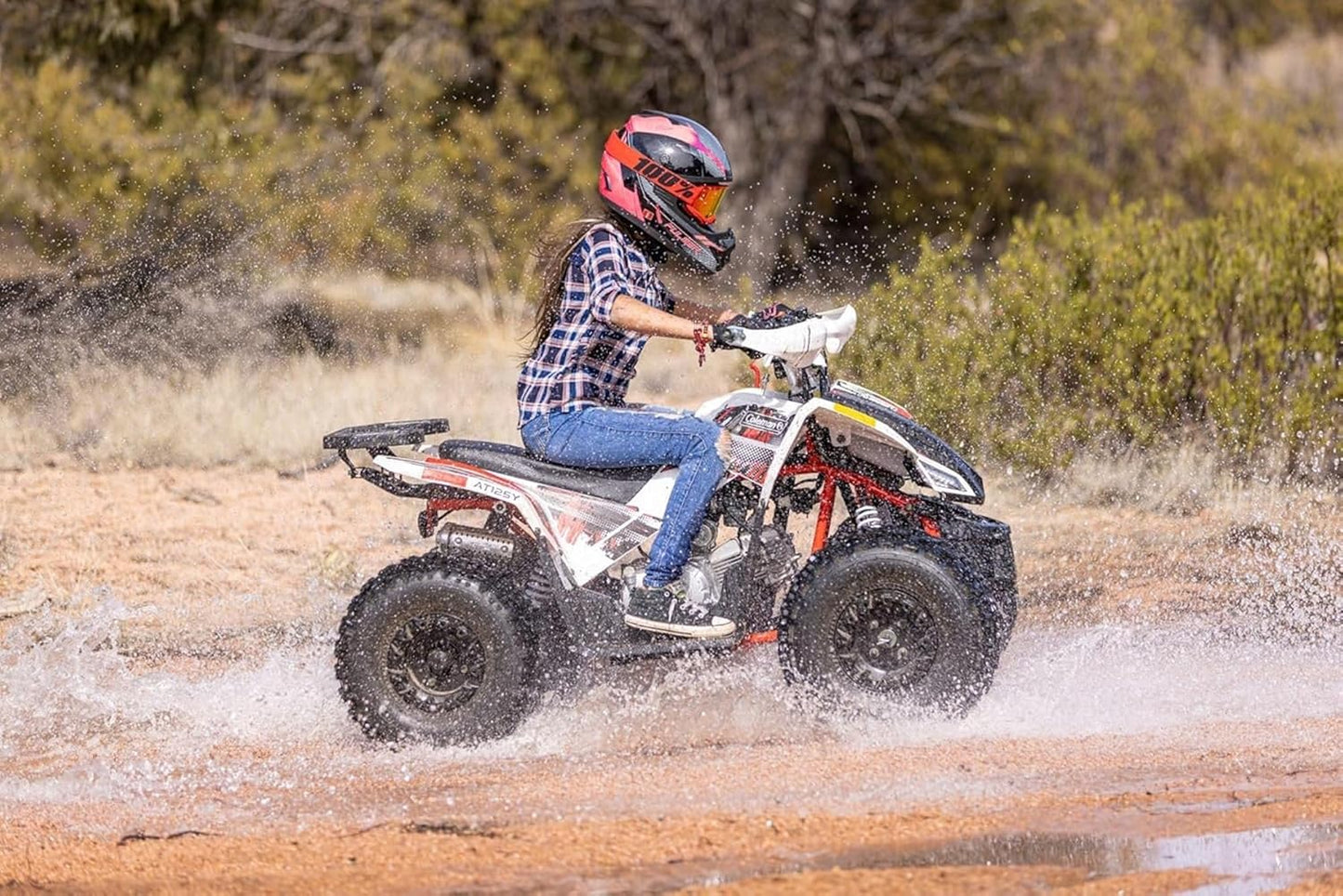 Coleman Powersports AT125Y 120cc Gas Powered Youth ATV, Hydraulic Disc – Fence and Lumber